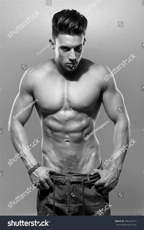 Sexy Portrait Very Muscular Shirtless Male Stock Photo Shutterstock