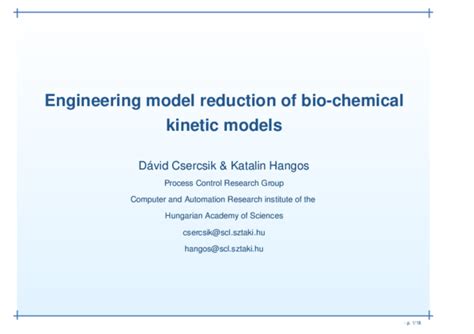 Pdf Engineering Model Reduction Of Bio Chemical Kinetic Models