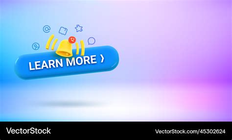 Learn More Button With Icons 3d Banner With Copy Vector Image