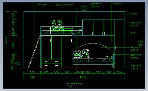 一套儿童床立面图纸autocad 2004模型图纸下载 懒石网