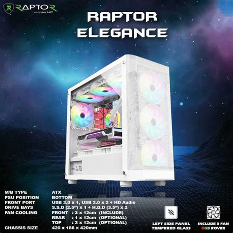 Jual Casing Pc Gaming Power Up Raptor Elegance M Atx Free Fan Rgb Di Seller Mantap Baru