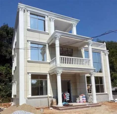 双拼罗马柱自建房 双拼自建房 农村兄弟双拼自建房 大山谷图库