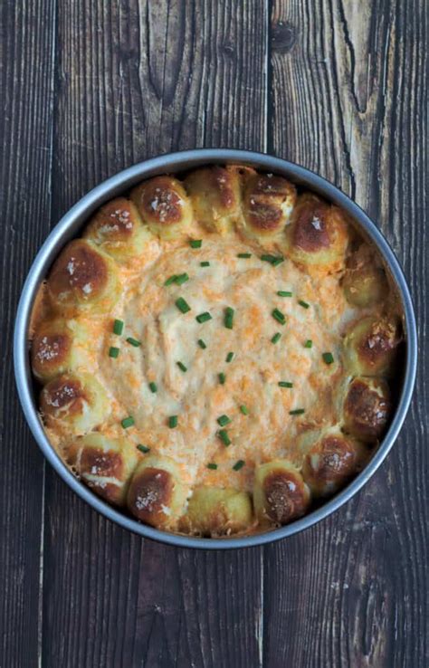 Homemade Pretzel Ring Beer Cheese Dip Nina Kneads To Bake