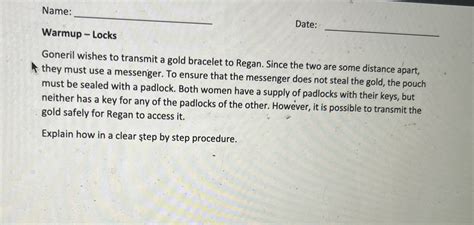solved goneril wishes to transmit a gold bracelet to regan