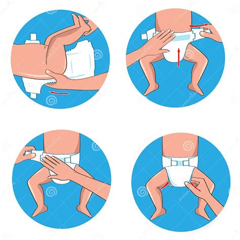 How To Wear A Diaper Steps Simple Manual In Illustrations Stock