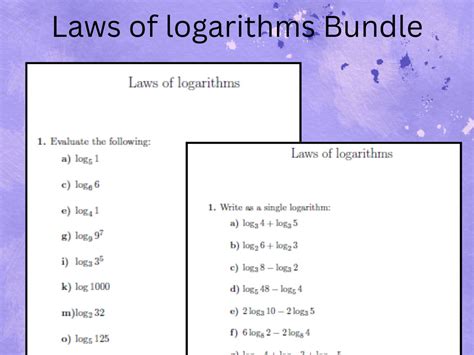 Laws Of Logarithms Bundle Teaching Resources