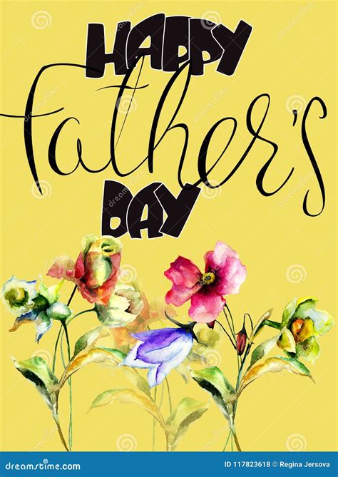 Happy Fathers Day With Wild Flowers Stock Illustration Illustration