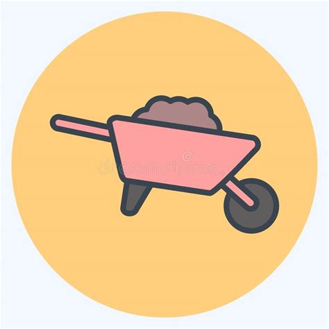 Icon Wheelbarrow Suitable For Garden Symbol Color Mate Style Simple