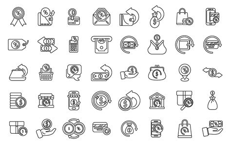Cashback Service Icons Set Outline Vector Money Cash Earn 35018824 Vector Art At Vecteezy