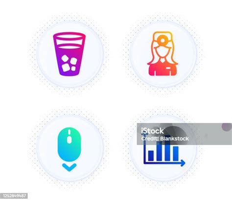 오쿨리스트 의사 아래로 스크롤하고 얼음 차 아이콘 세트 다이어그램 그래프 기호입니다 검안사 마우스 스 와이프 소다 음료 벡터 검안사에 대한 스톡 벡터 아트 및 기타 이미지