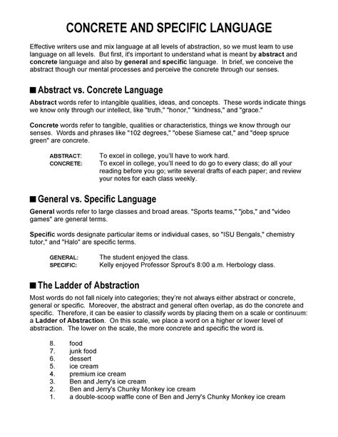 Concrete And Specific Language Concrete And Specific Language