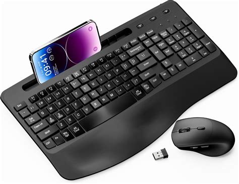 Wireless Keyboard And Mouse Ergonomic Combo Moojay 2 4g Rechargable Full Sized Quiet Wave