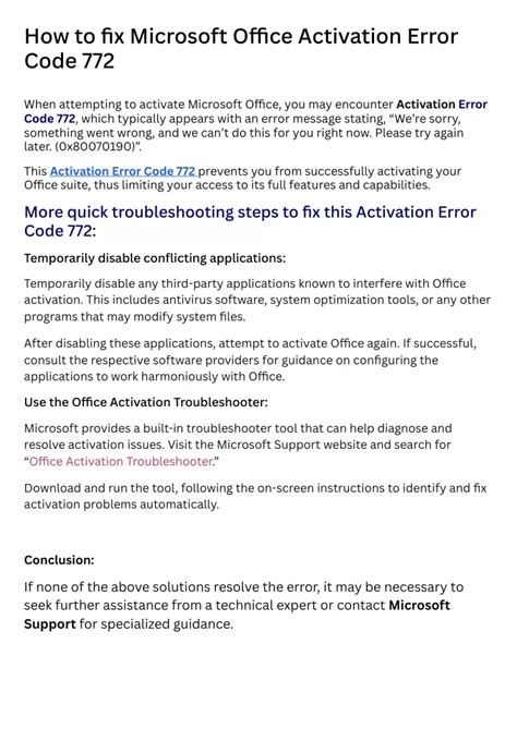 Ppt How To Fix Microsoft Office Activation Error Code 772 Powerpoint