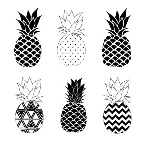 Premium Vector Pineapple Vector Black And White Three Different