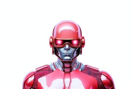 Robot Helmet Adult White Background Premium Ai Generated Image