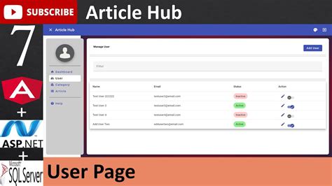 7 Article Hub User Page Angular C Mssql Database Jwt Token Youtube