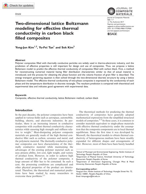 Pdf Two Dimensional Lattice Boltzmann Modeling For Effective Thermal Conductivity In Carbon