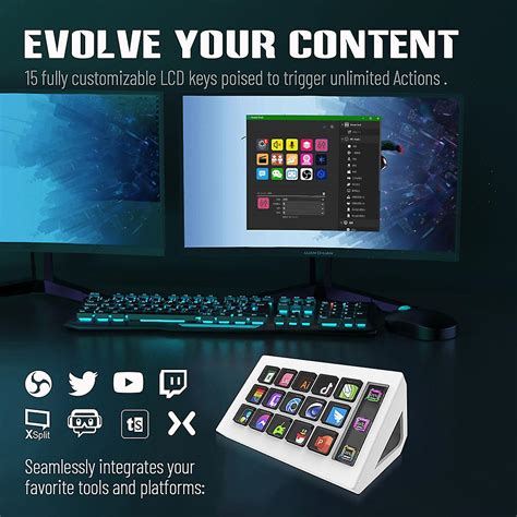15 Lcd Keys Visualable Stream Deck Keyboard Easy Using Live Streaming Control Deck For Gamers