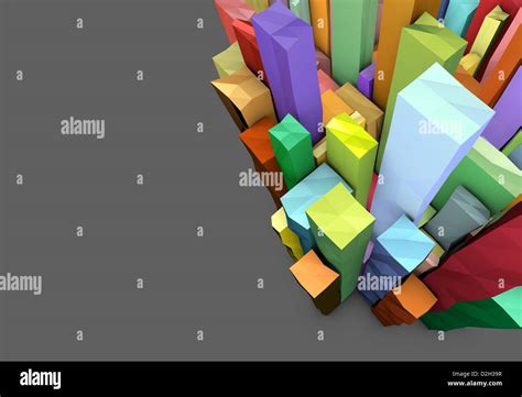 3d Composition With Rectangular Shapes In Multiple Color On Gray Stock