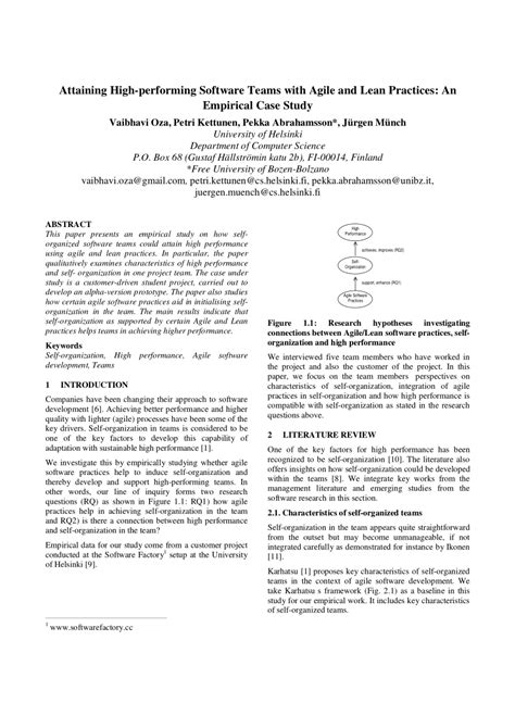 Pdf Attaining High Performing Software Teams With Agile And Lean Practices An Empirical Case
