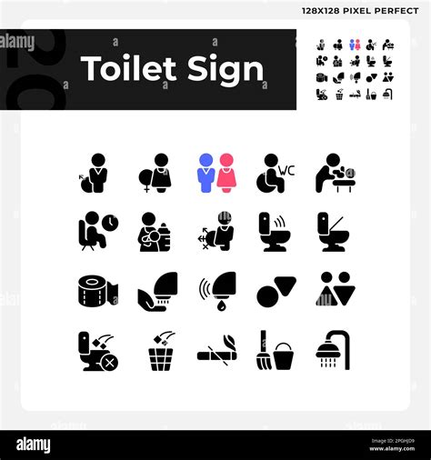 Toilet Sign Pixel Perfect Black Glyph Icons Set On White Space Stock