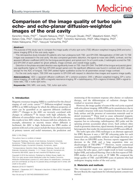 Pdf Comparison Of The Image Quality Of Turbo Spin Echo And Echo