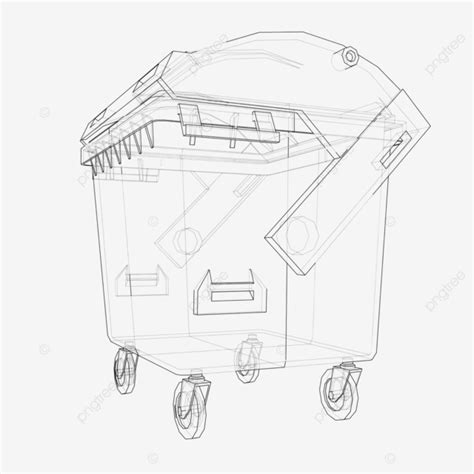 Outline Dumpster Or Dustbin Vector Can Junk Basket Vector Can Junk