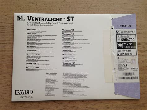 New Davol 5954790 Low Profile Bioresorbable Coated Permanent Mesh 7 X