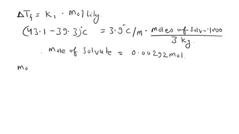 SOLVED EXPERIMENT 12 Determination Of Molar Mass By The Freezing Point