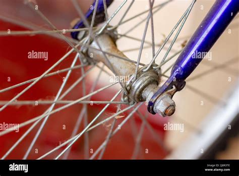 Old Bicycle Wheel Spokes On A Bicycle Wheel Stock Photo Alamy