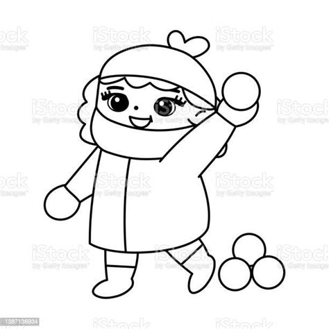 고립 된 소녀 공 눈 무승부 겨울 아이 벡터 Illustation 12월에 대한 스톡 벡터 아트 및 기타 이미지 12월