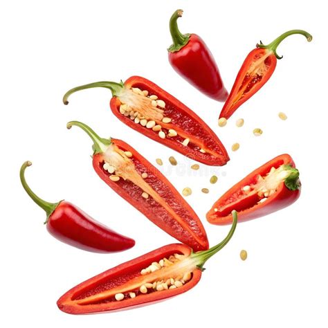 Falling Bursting Chili Peppers Isolated On White Background Stock Illustration Illustration Of