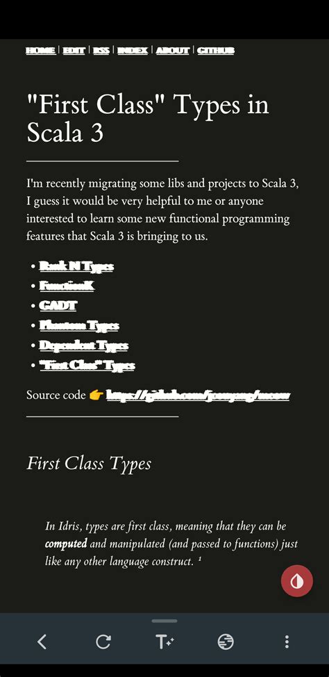 First Class Types In Scala 3 Rscala