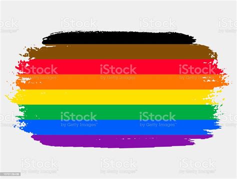 필라델피아 프라이드 깃발은 흰색 바탕에 붓으로 그렸습니다 Lgbt 권리 개념입니다 현대 자부심 퍼레이드 포스터 벡터 그림 0명에