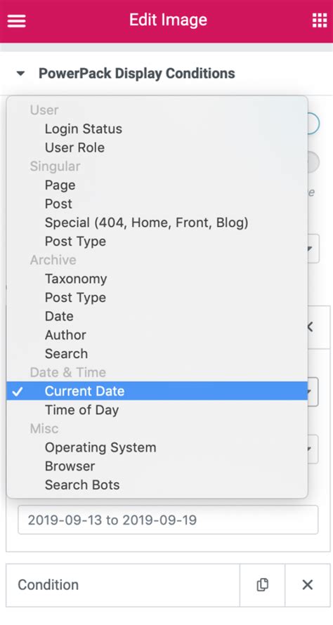 display conditions powerpack for elementor