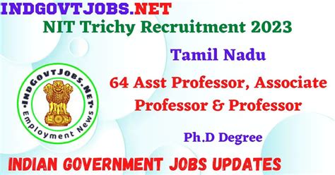 NIT Trichy Recruitment Asst Professor Associate Professor Professor Apply Online