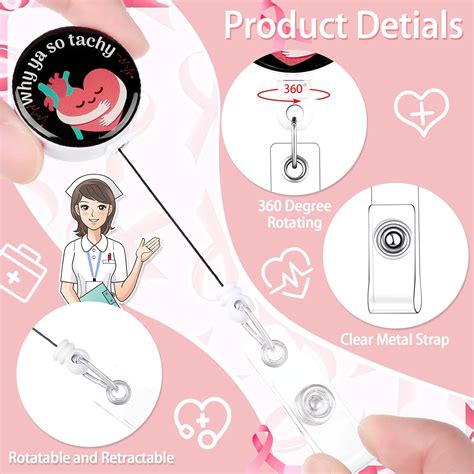 Buy 10 Pack Funny Nurse Badge Reels Retractable Nursing Id Clip Cute Id