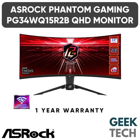 Asrock Phantom Gaming Pg Wq R B Wqhd R Va Ms Hz Curved Gaming Monitor With