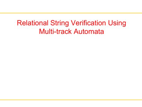 Relational String Verification Using Multi Track Automata