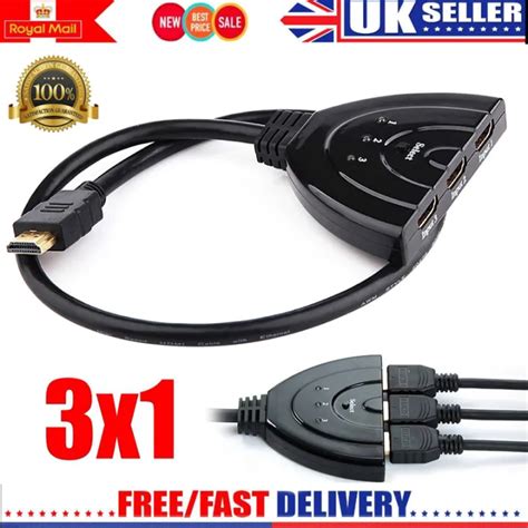 Kalaini 1080p Hd Tv Adapter Cable 3 Port Hdmi Compatible Multi Display