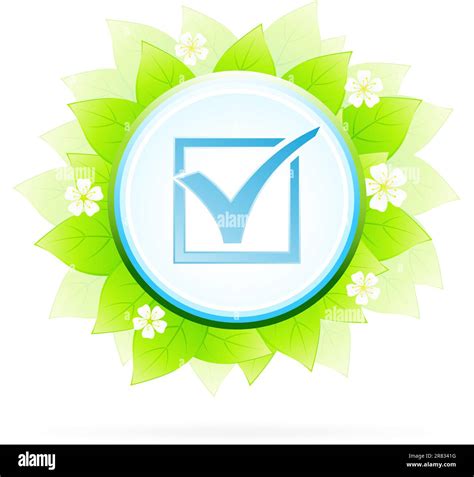Check Item Symbol With Leaves And Flowers Stock Vector Image Art Alamy