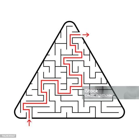 입력과 출구가 있는 삼각형 미로 분홍색 배경에 격리된 간단한 평면 벡터 그림입니다 대답과 함께 0명에 대한 스톡 벡터 아트 및 기타 이미지 Istock