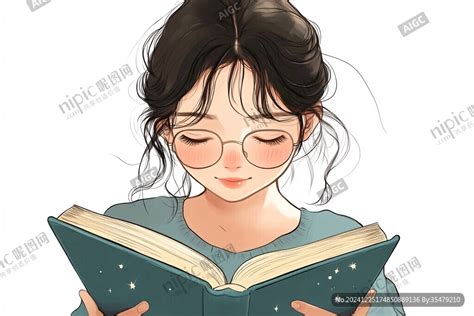 Ai创作图认真读书的女生 阅读插画插图 手绘女孩读书 阅读读书插画 看书插画 阅读会插画 手绘阅读插画 认真看书的女孩 戴眼镜女孩插画 读书日插画 世界读书日手绘插画 读书学习插画 朗读会插画