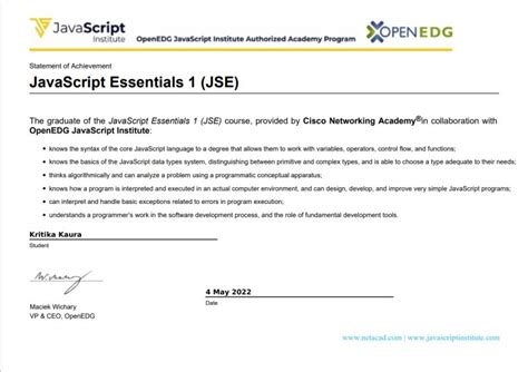 Javascript Cisco Cisconetworkingacademy Kritika Kaura