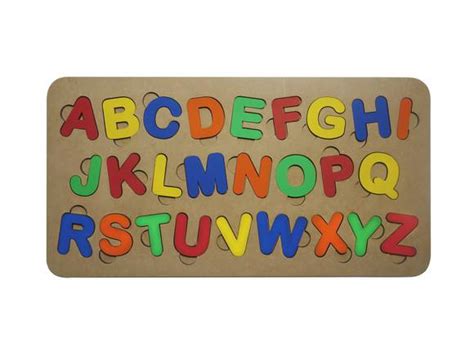 Encaixe De Alfabeto Letras Madeira Mdf Educativo Pedagógico Em Brasil
