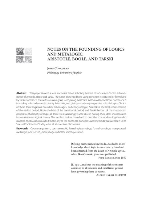 2007 Notes On The Founding Of Logics And Metalogic Aristotle Boole