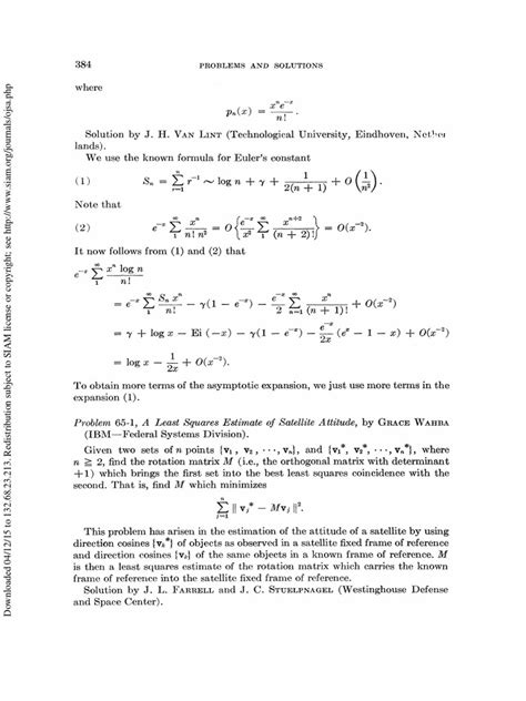 wahba 1965 ls estimate of sattelite attitude pdf matrix
