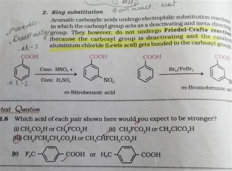 Ring Substitution B Oth React Not Aromatic Carboxylic Acids Undergo Elec