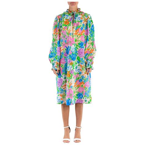 1950s Bergdorf Goodman Floral Print Silk Dress At 1stdibs