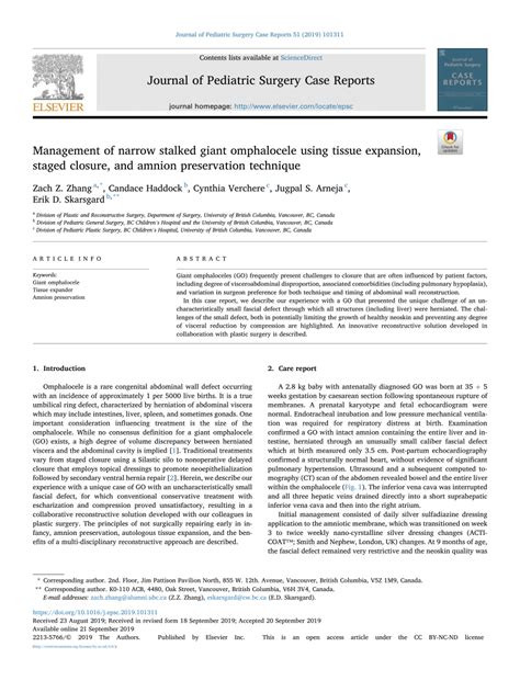 Pdf Management Of Narrow Stalked Giant Omphalocele Using Tissue